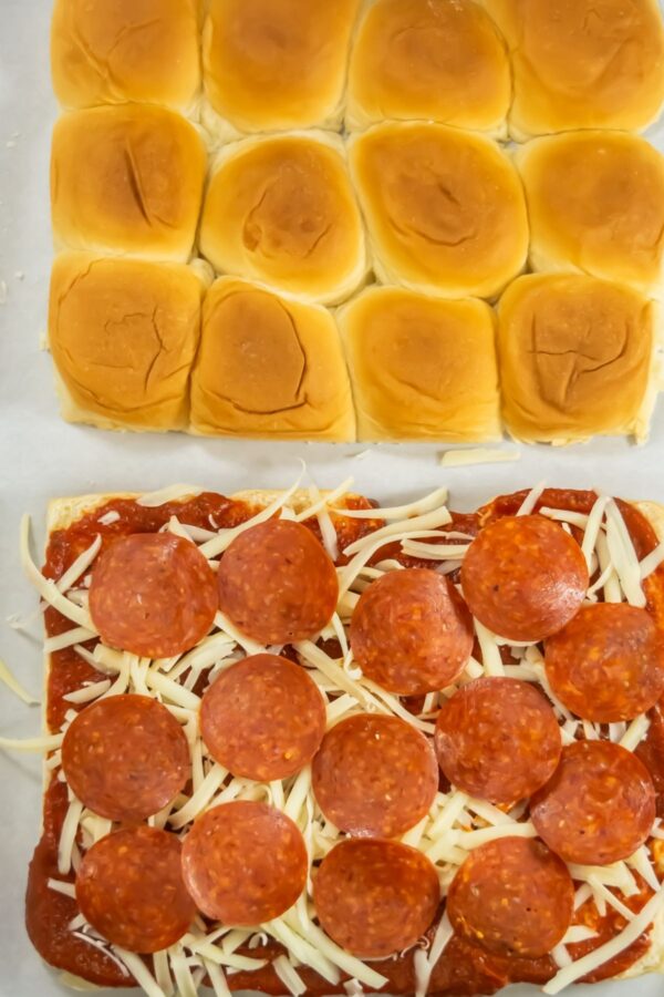 Pepperoni Pizza Sliders | OverThePartyTable