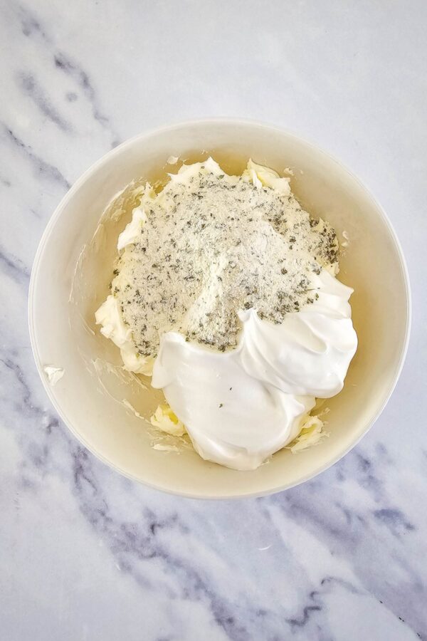 Veggie Pizza Dip | OverThePartyTable